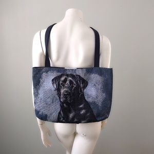 Vintage | Bags | Vtg Woven Black Labrador Dog Tapestry Purse | Poshmark